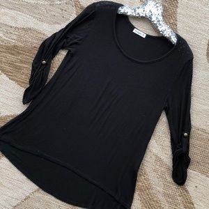 Ginger G | Tops | Ginger G Black High Low Adjustable Sleeve | Poshmark